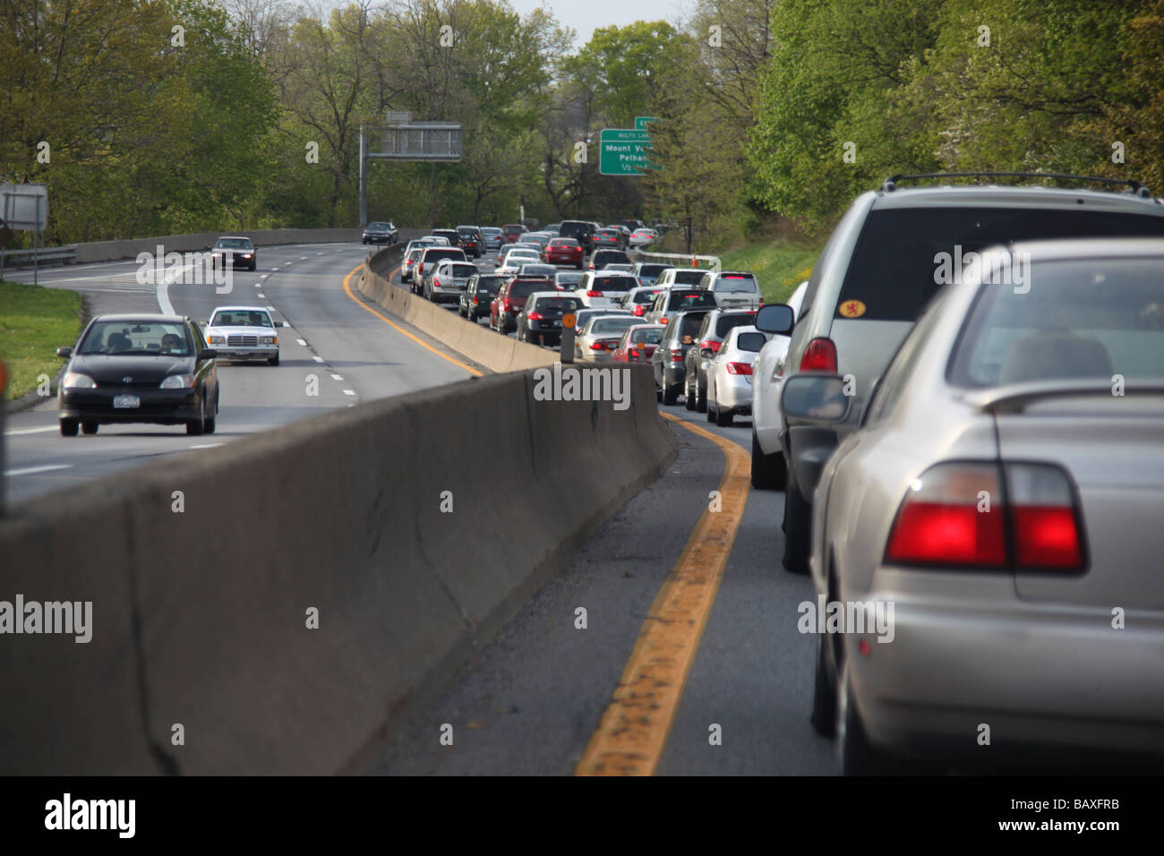 Road and traffic conditions as viewed from drivers perspective Stock ...