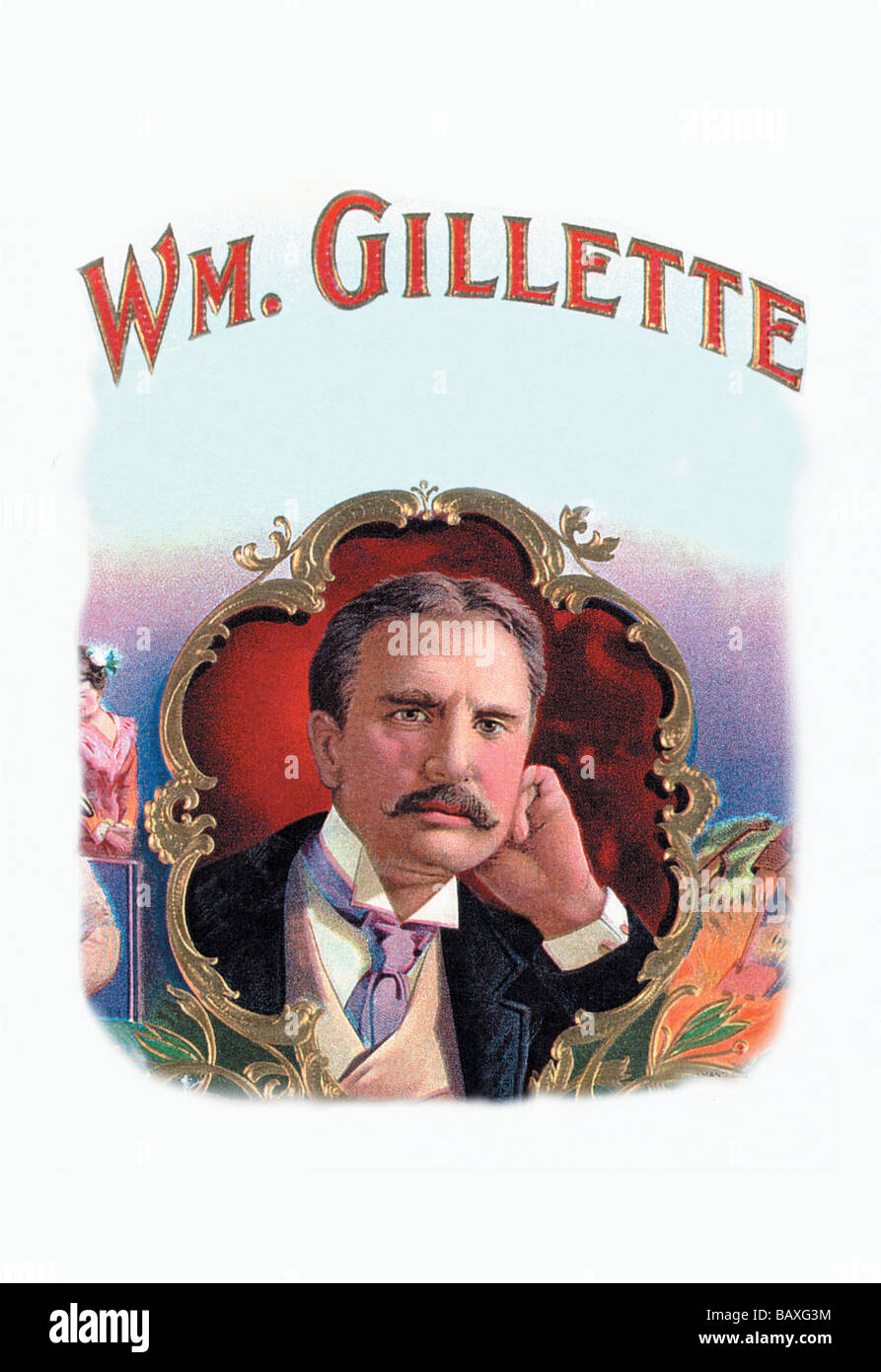 Wm. Gillette: Cigar Label Stock Photo - Alamy