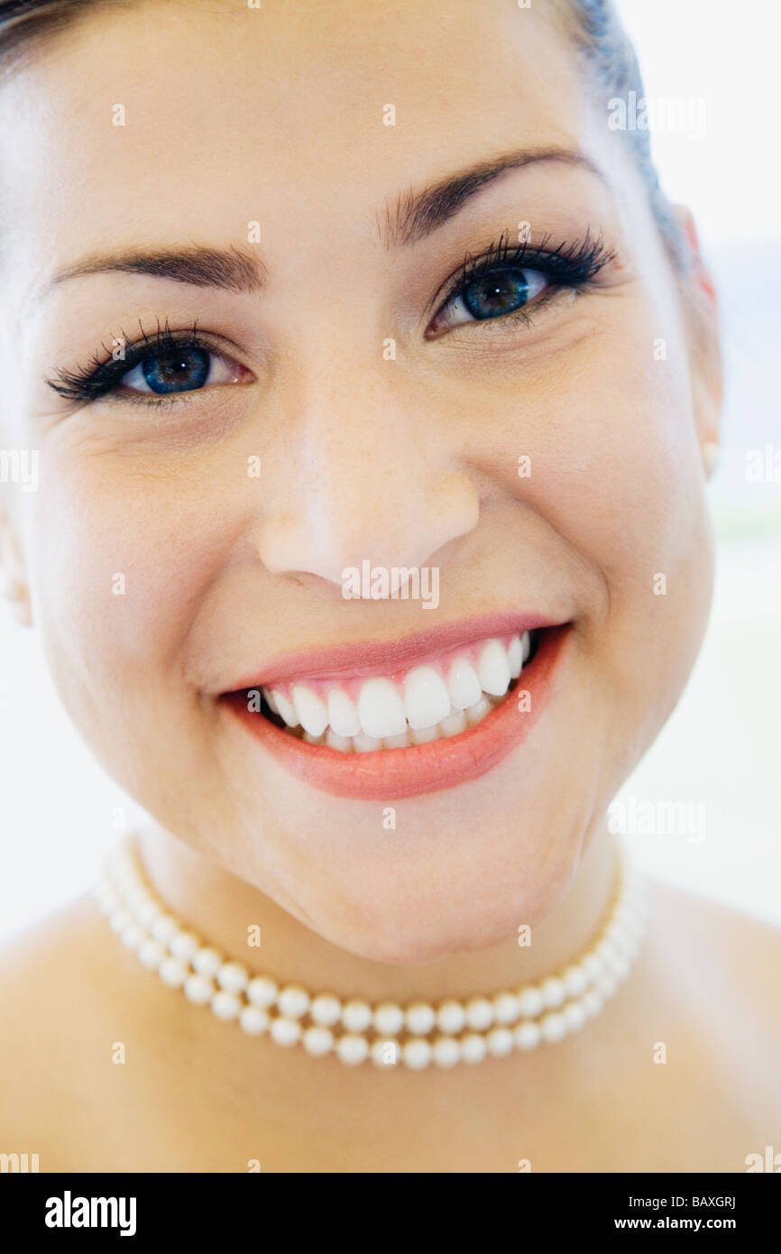 Close up of woman smiling Stock Photo - Alamy