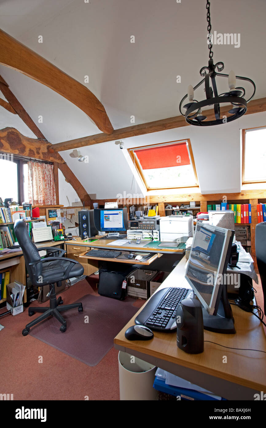 Home based IT computer office above garage in Cotswold house ...