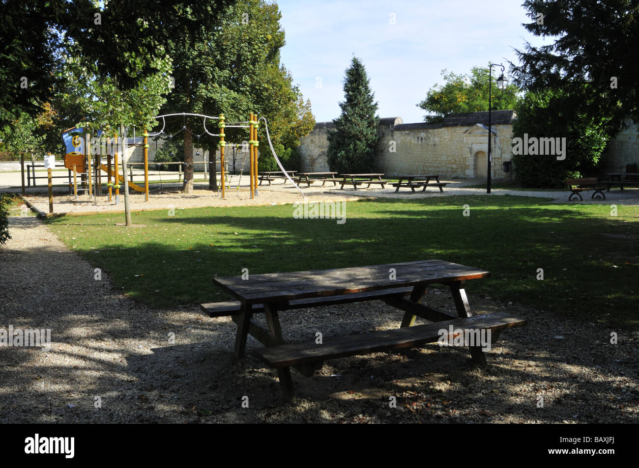 Empty French playground and picnic area Stock Photo - Alamy