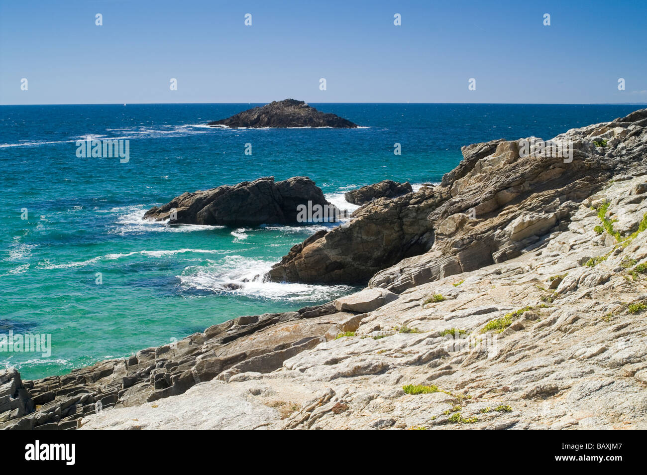 Cliffs and sea Cote Sauvage Britany France Stock Photo - Alamy