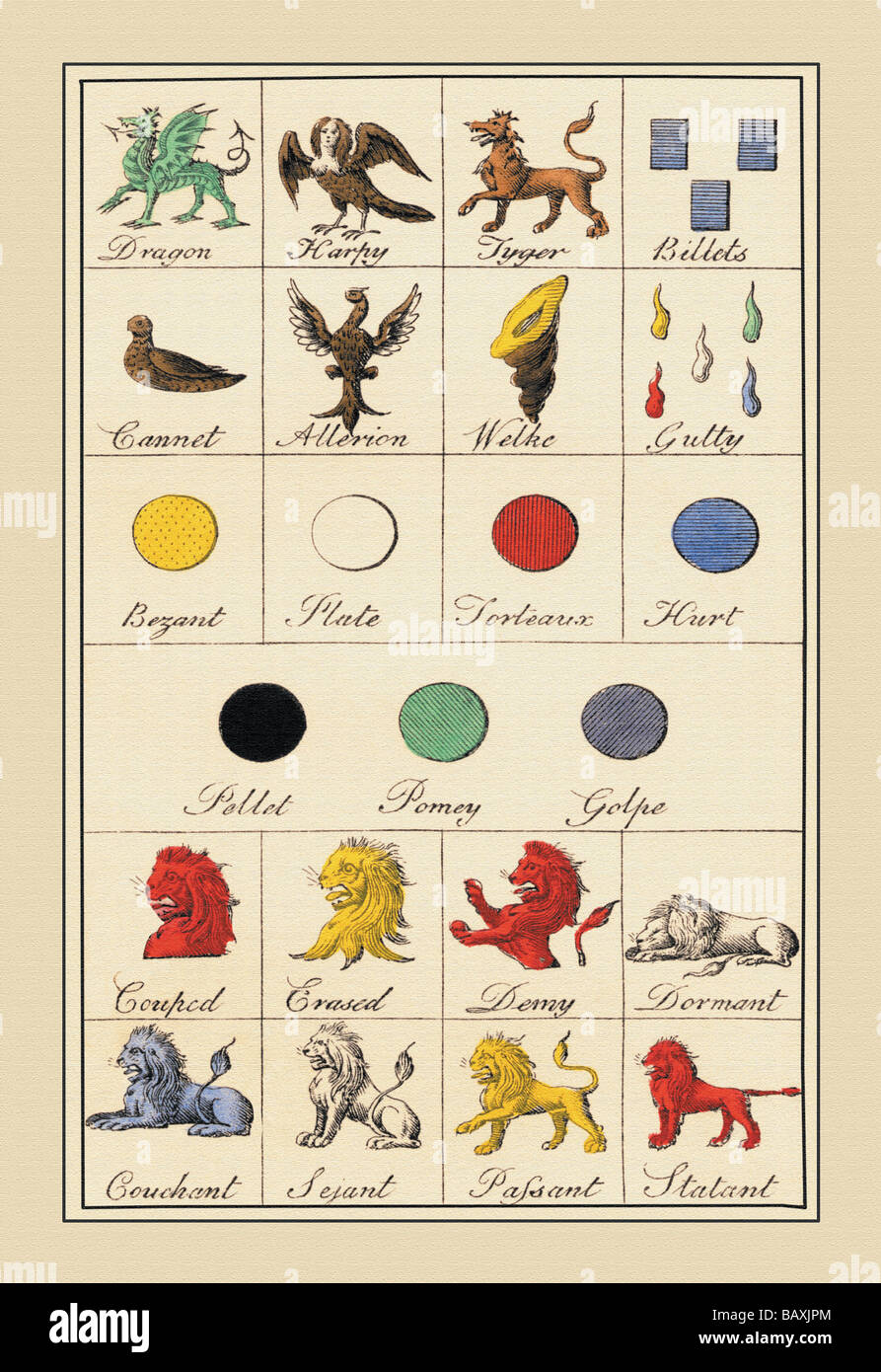 Heraldic Charges - Dragon,Harpy,Tyger,et al Stock Photo - Alamy