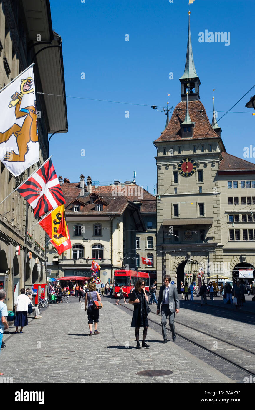 Prison Tower and square, Kaefigturm, Baerenplatz, Old City of Berne ...