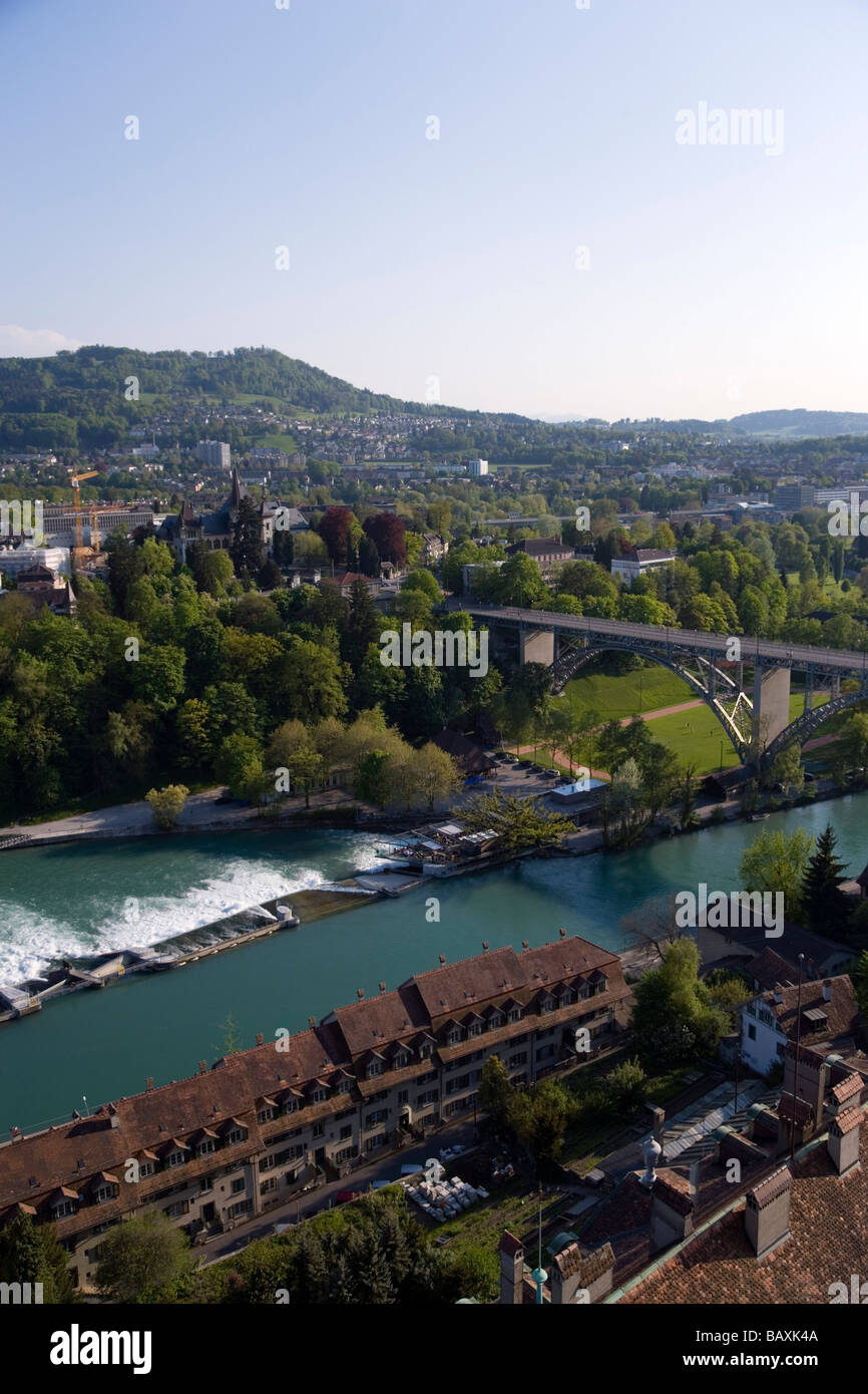 The river Aare with Kirchenfeld Bridge, Old City of Berne, Berne ...