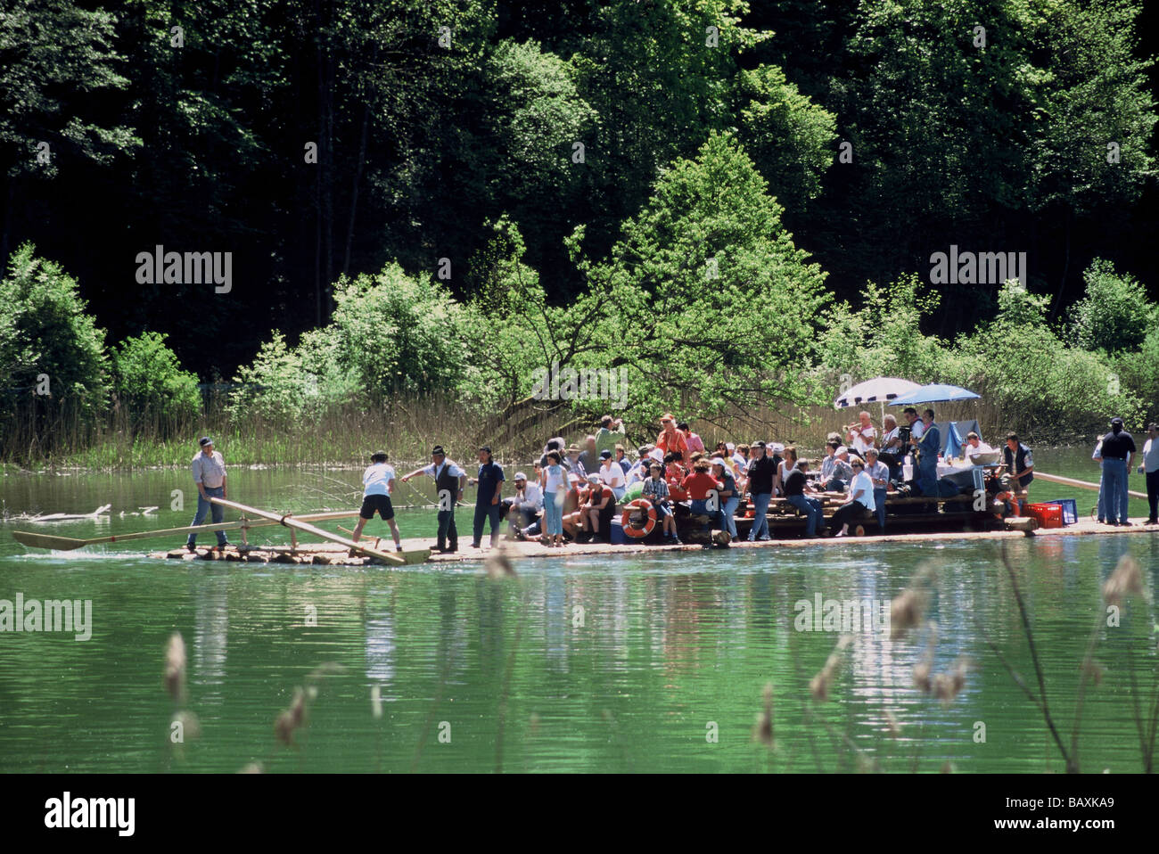 Raft on the Isar river, Bavaria, Germany Stock Photo - Alamy