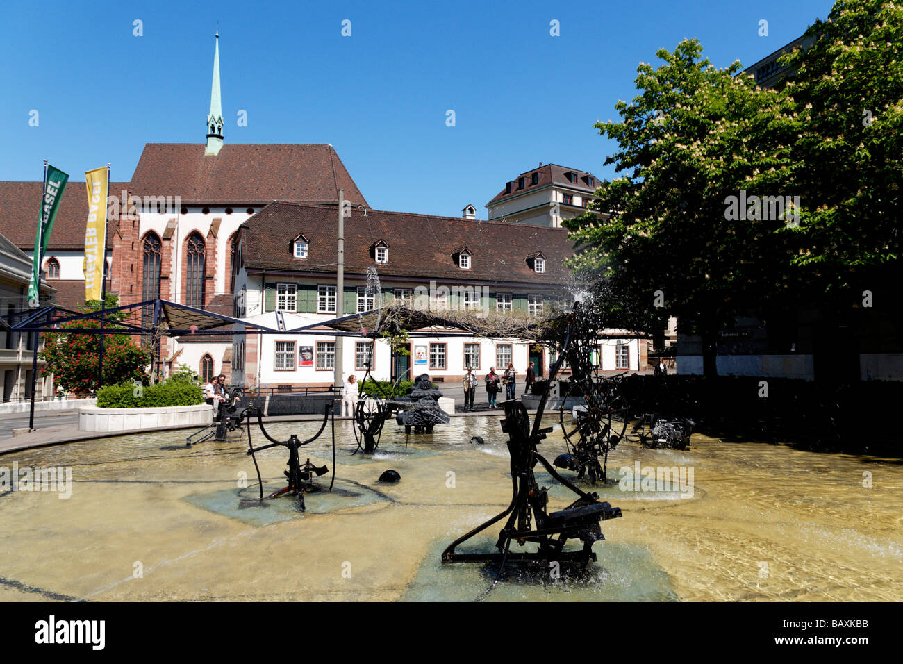 Jean Tinguely Fountain with machine sculptures, Theaterplatz, Basel ...