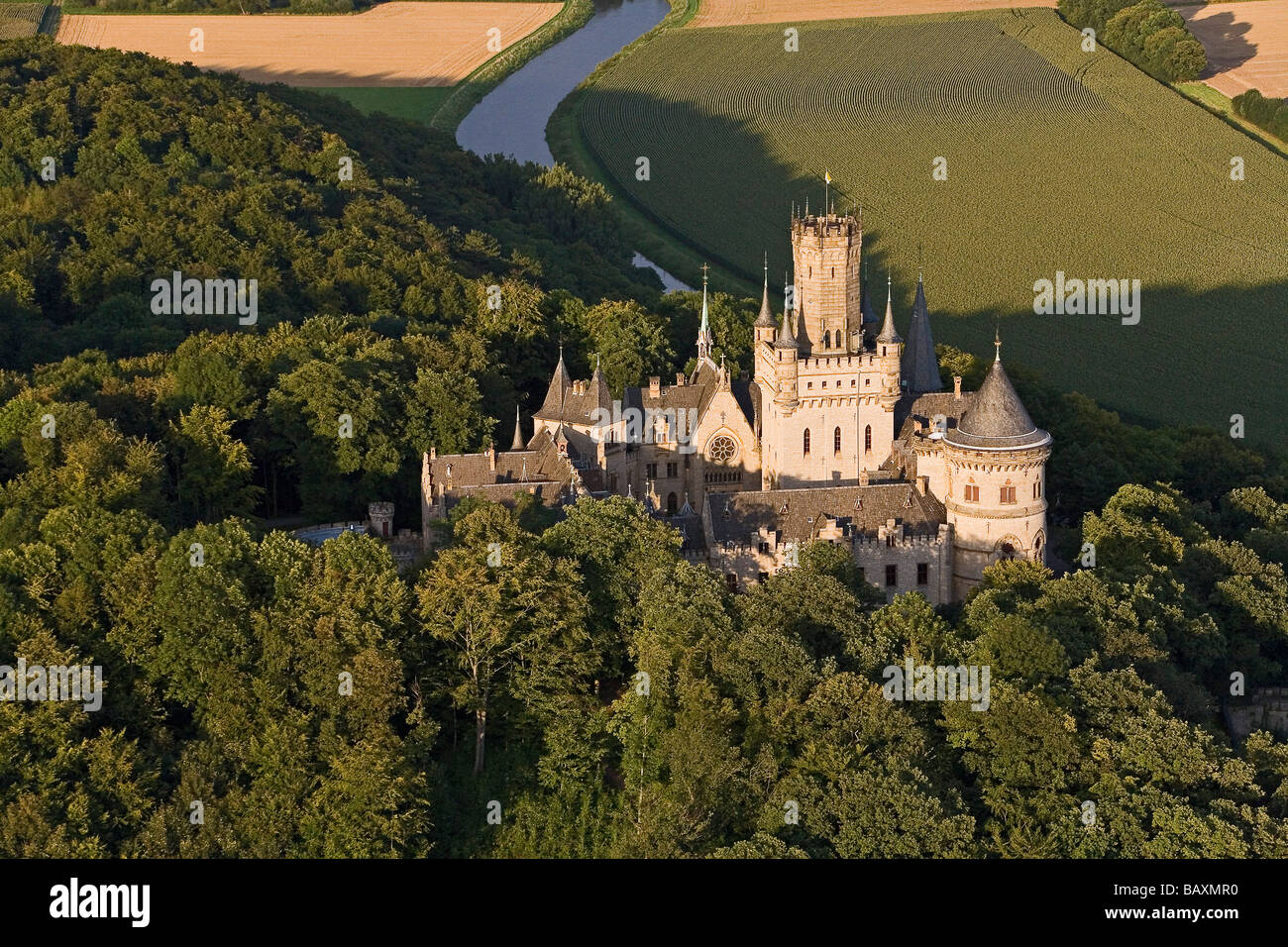 aerial view, Marienburg Castle, region of Hanover, Lower Saxony ...