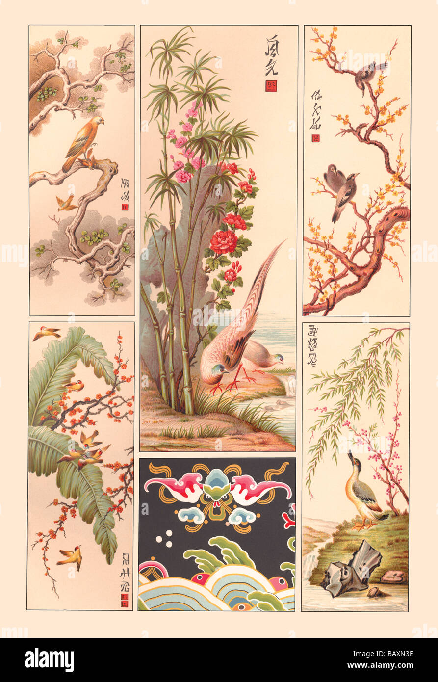Asian Bird Panels Stock Photo - Alamy