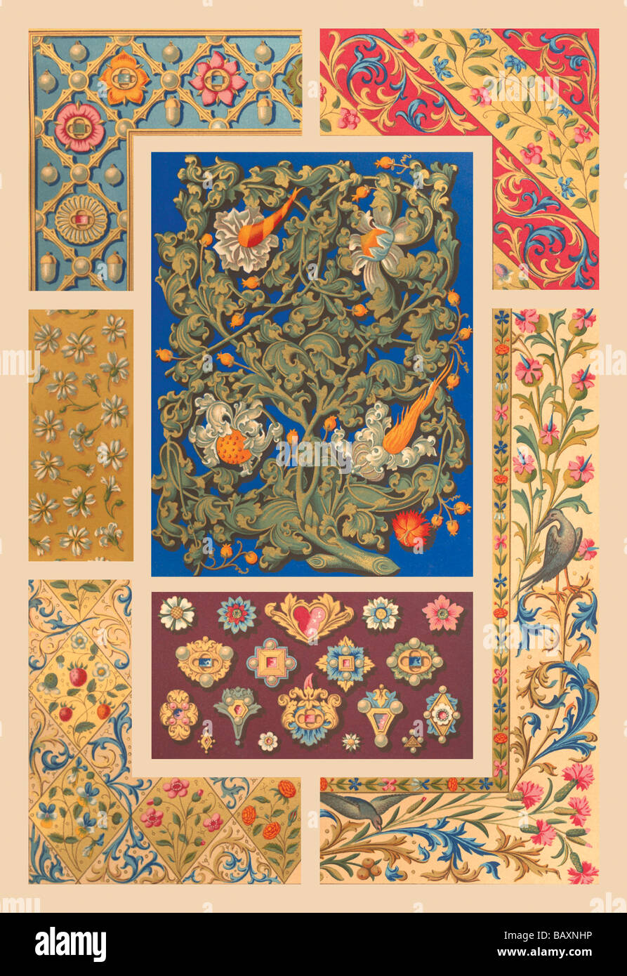 Medieval Design with Flowers Stock Photo - Alamy