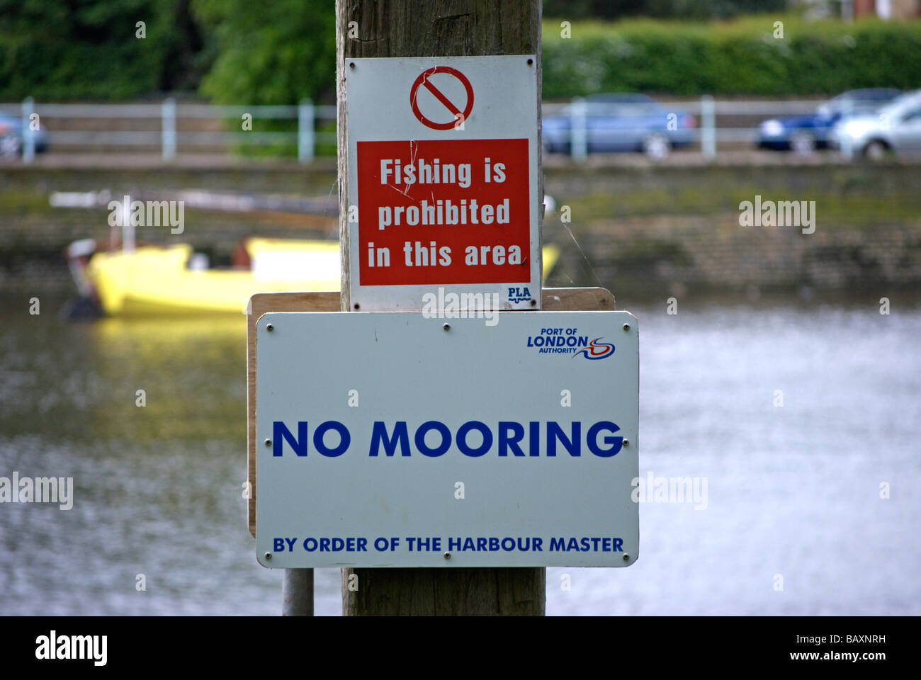 fishing is prohibited in this area sign and no mooring by order of the ...