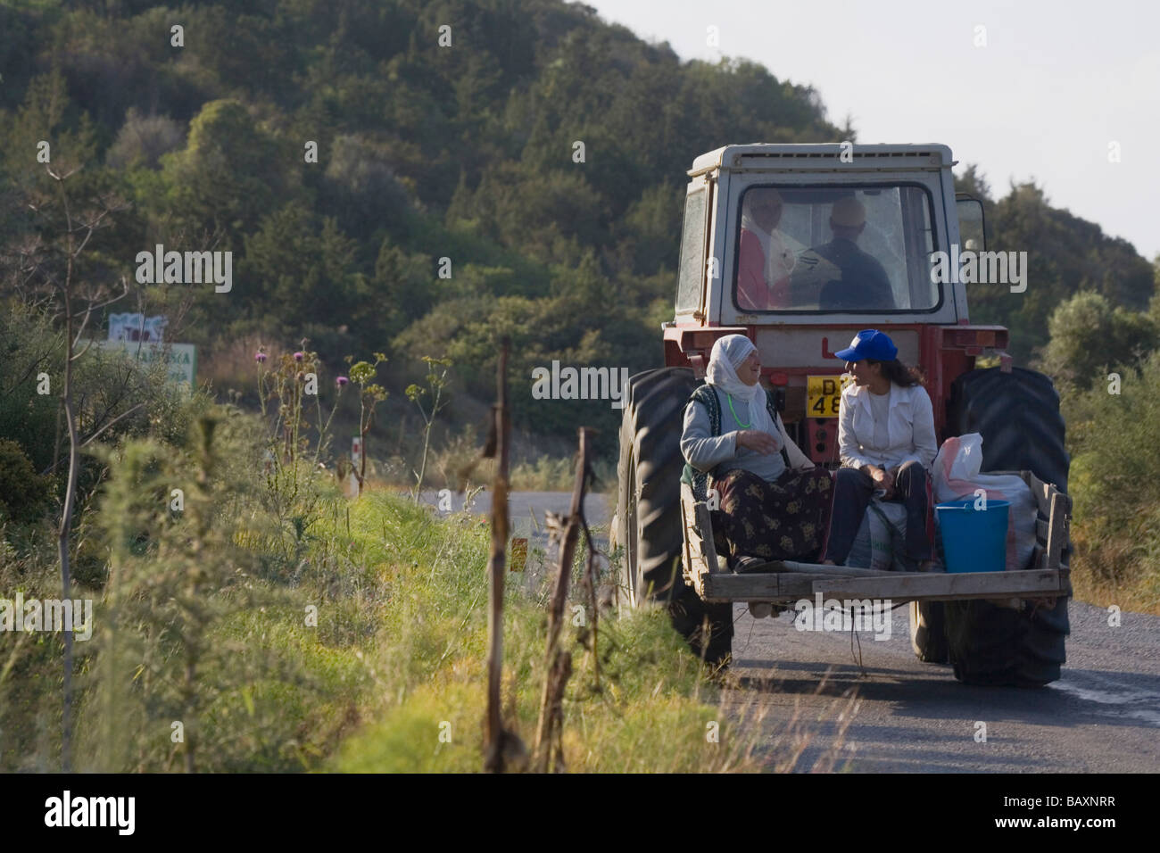 Tractor with local people near Dipkarpaz, Rizokarpaso, Karpasia ...