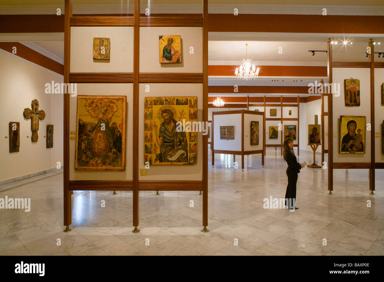 Woman looking at icons inside the Byzantine Museum, Icon Museum ...