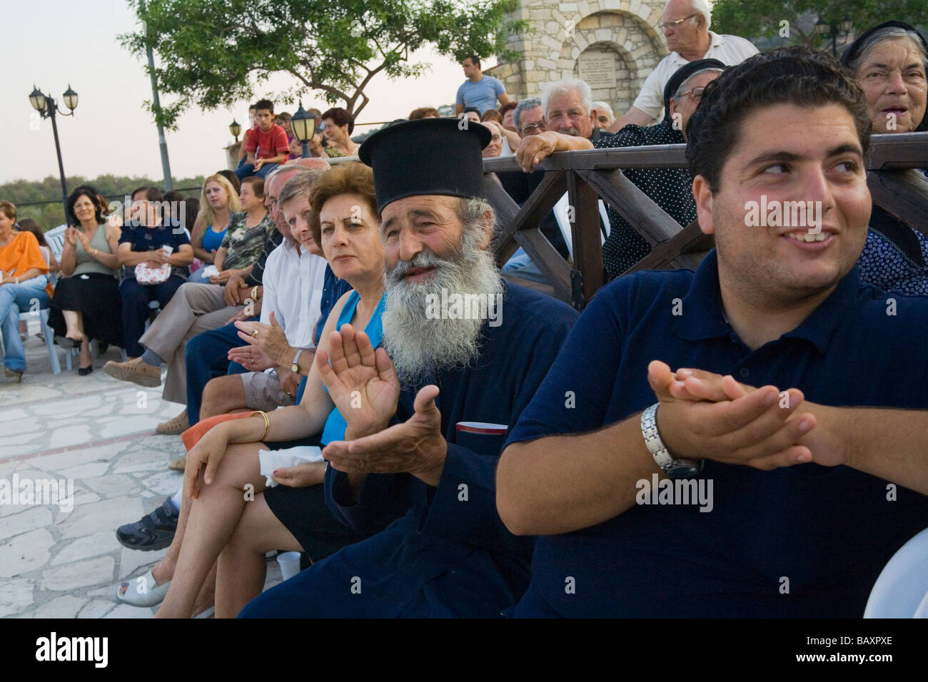 Spectators watching a Cypriot Folk dance, Commandaria Wine Festival ...