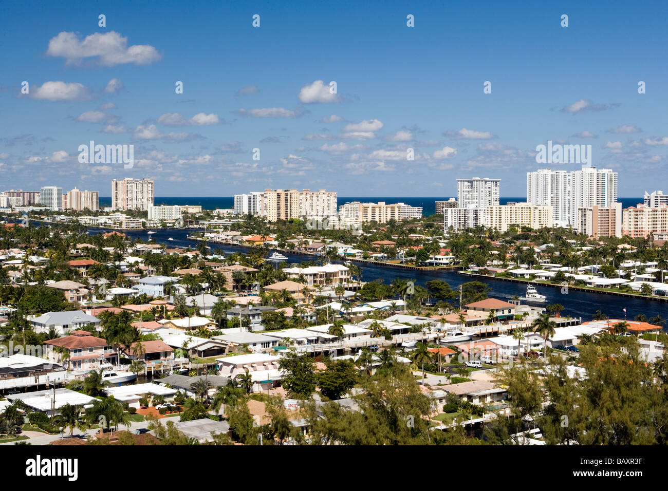 Aerial View of Pompano Beach and intracoastal waterway - Pompano Beach ...