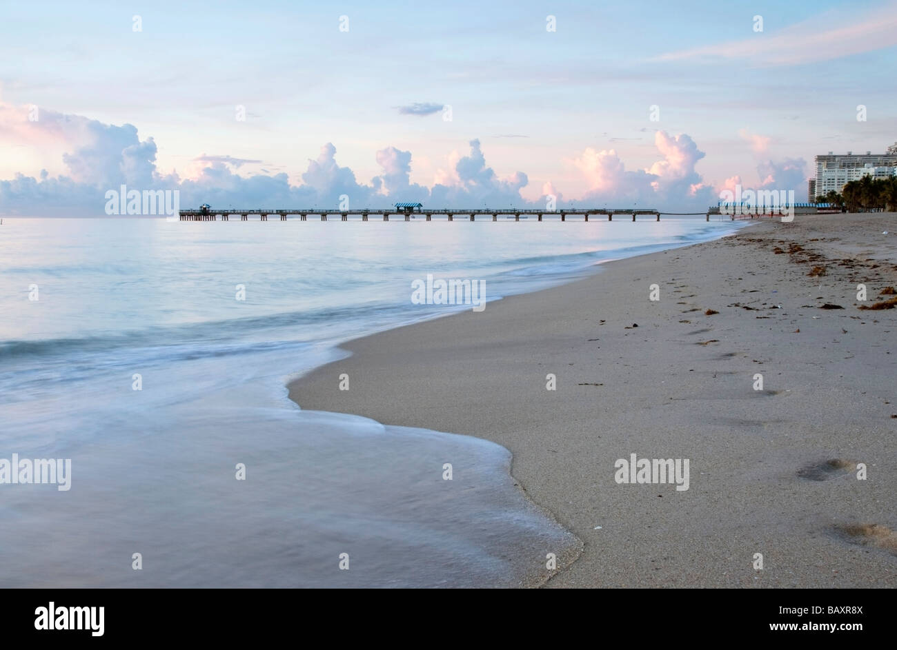 Early morning light on beach - Lauderdale-by-the-Sea, Florida Stock ...