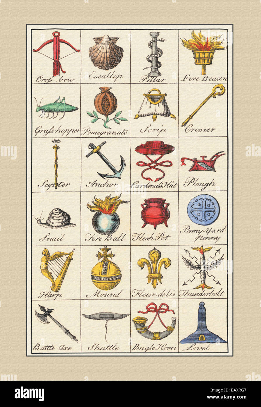 Heraldic Symbols - Crossbow,Escallop,et al Stock Photo - Alamy
