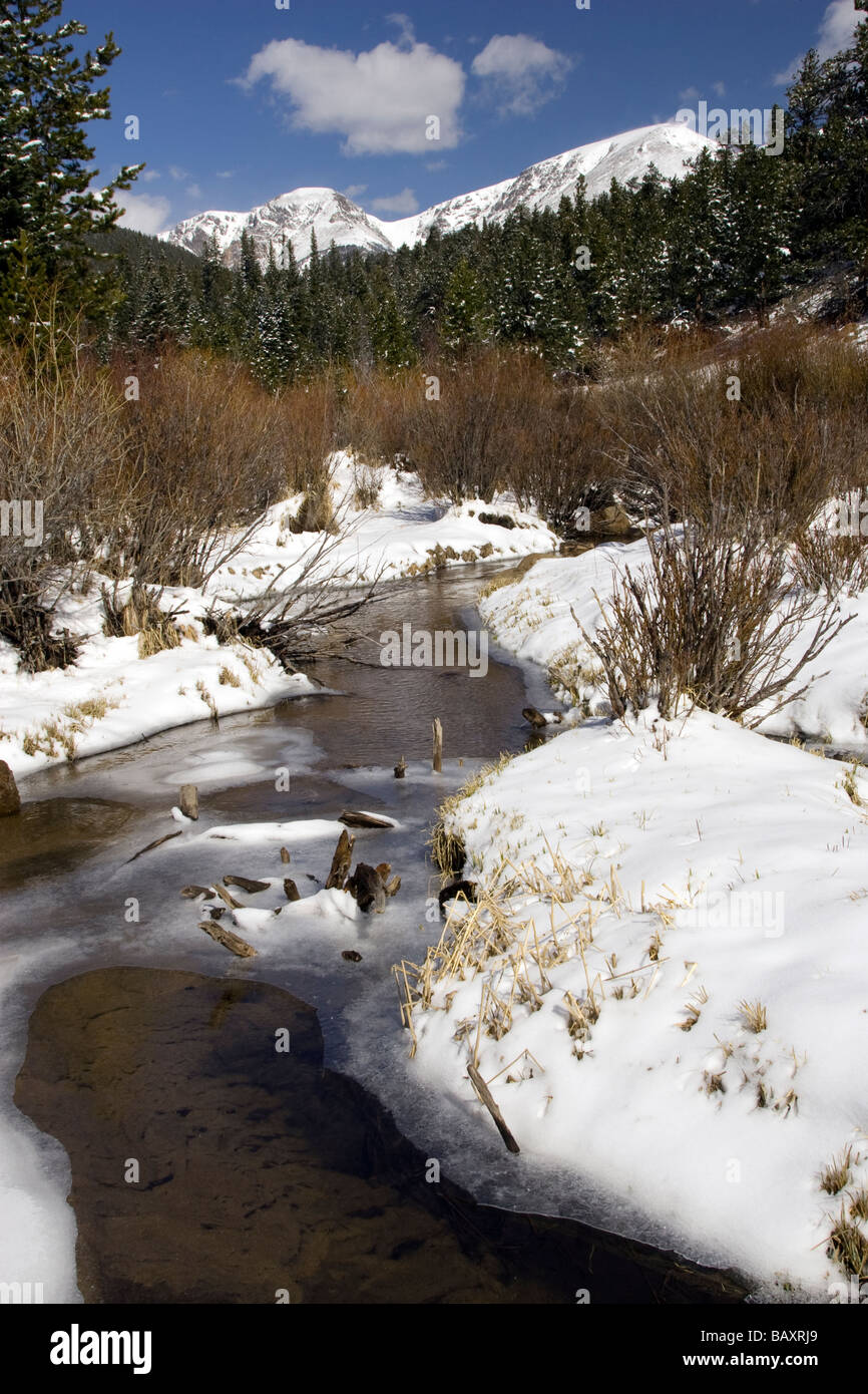Snowy river landscape - Rocky Mountain National Park - Estes Park ...