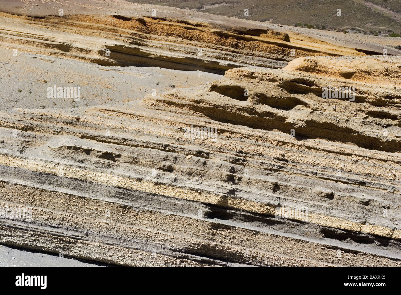 Volcanic ash and cinder tephra on W flank of 6310m Volcan Chimborazo ...