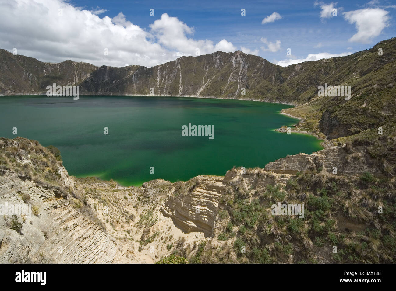 Laguna Quilatoa a famous 250m deep green lake in a volcanic crater west ...