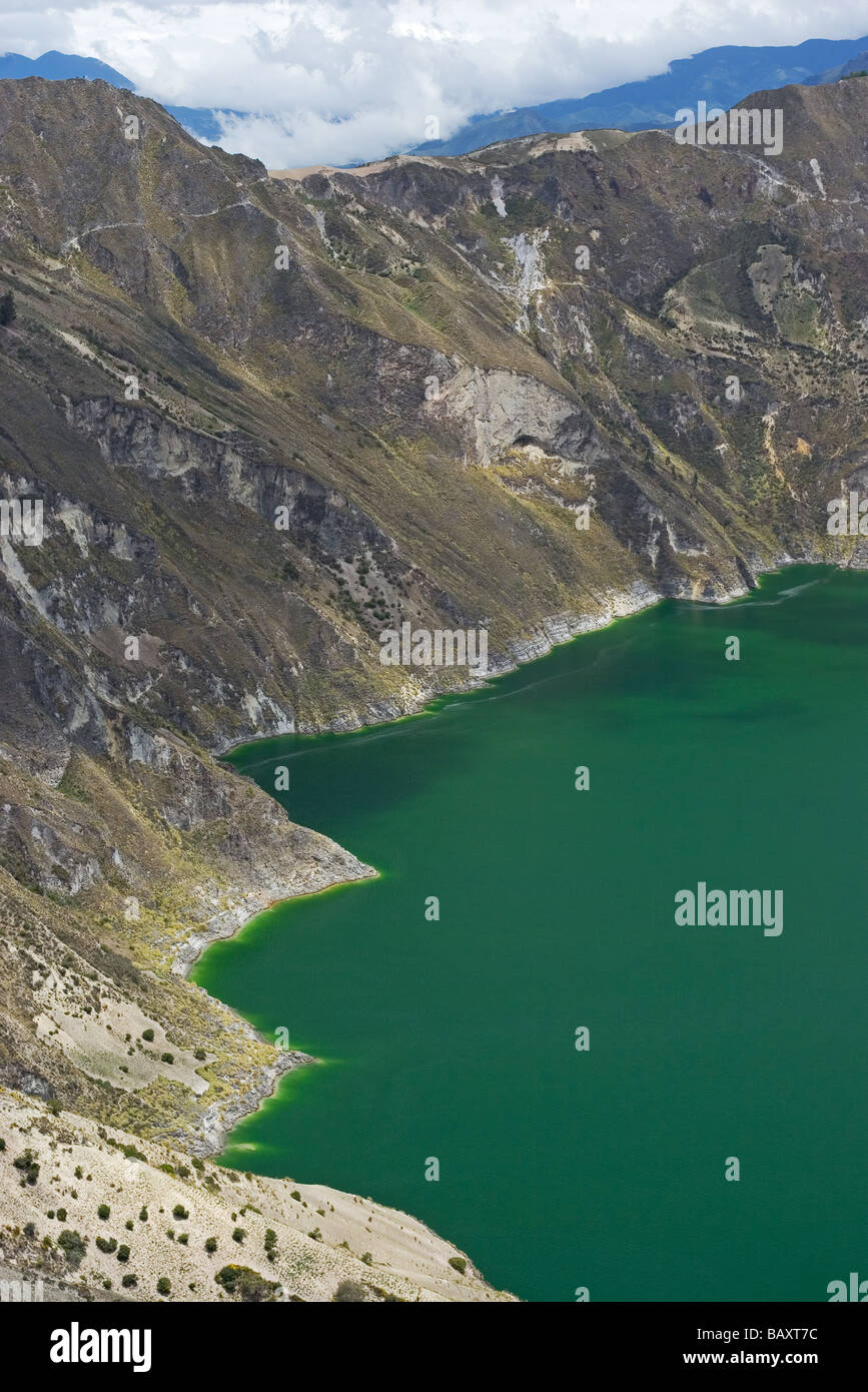 Laguna Quilatoa a famous 250m deep green lake in a volcanic crater west ...