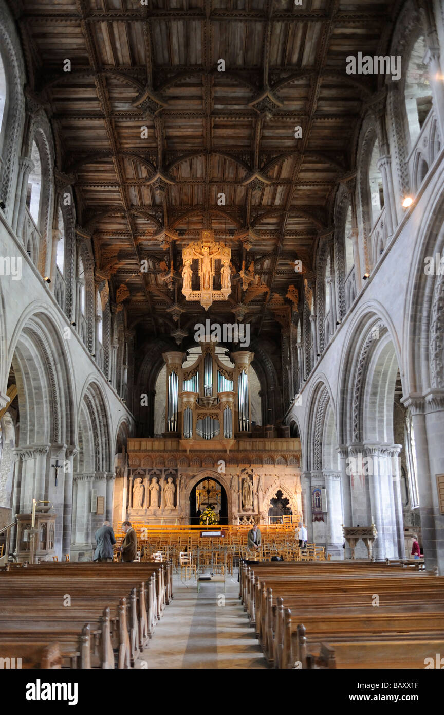 Interior central aisle of St Davids Cathedral Saint Davids city ...