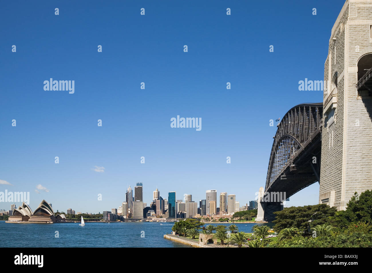 Sydney Harbour Bridge the iconic rail road pedestrian steel bridge ...