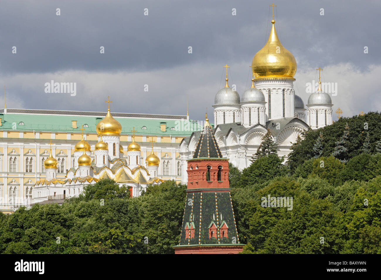 A riverside view of the Kremlin from left to right, Grand Kremlin ...