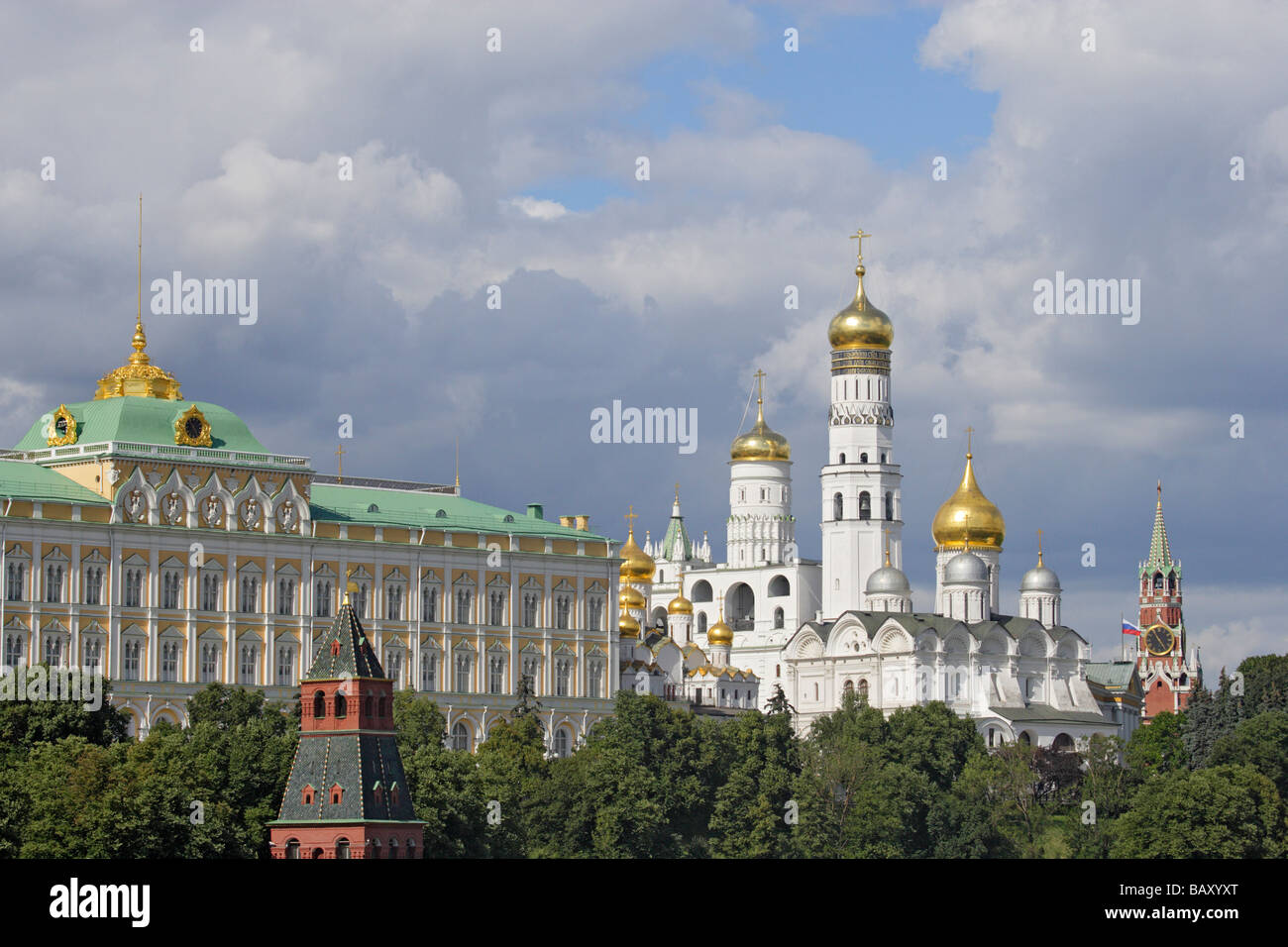 The Kremlin, from left to right, Grand Kremlin Palace, Cathedral of the ...
