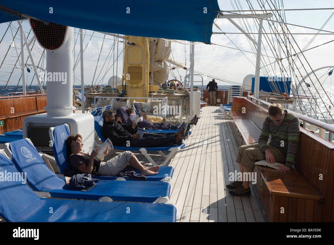 People relaxing aboard Royal Clipper Deck, Sailing Cruiseship Royal ...
