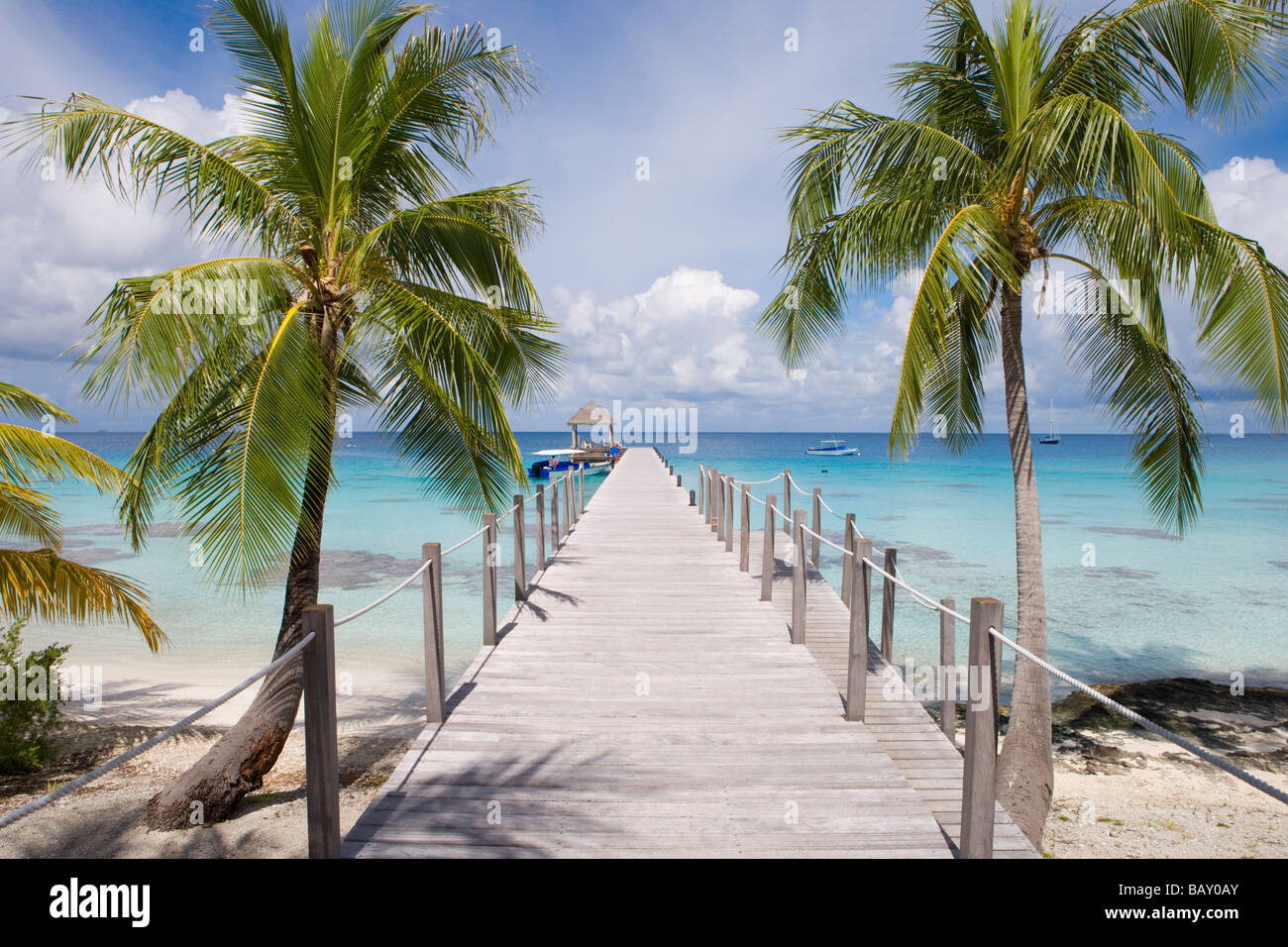 Pier at Le Maitai Dream Fakarava Hotel, Fakarava, The Tuamotus, French ...