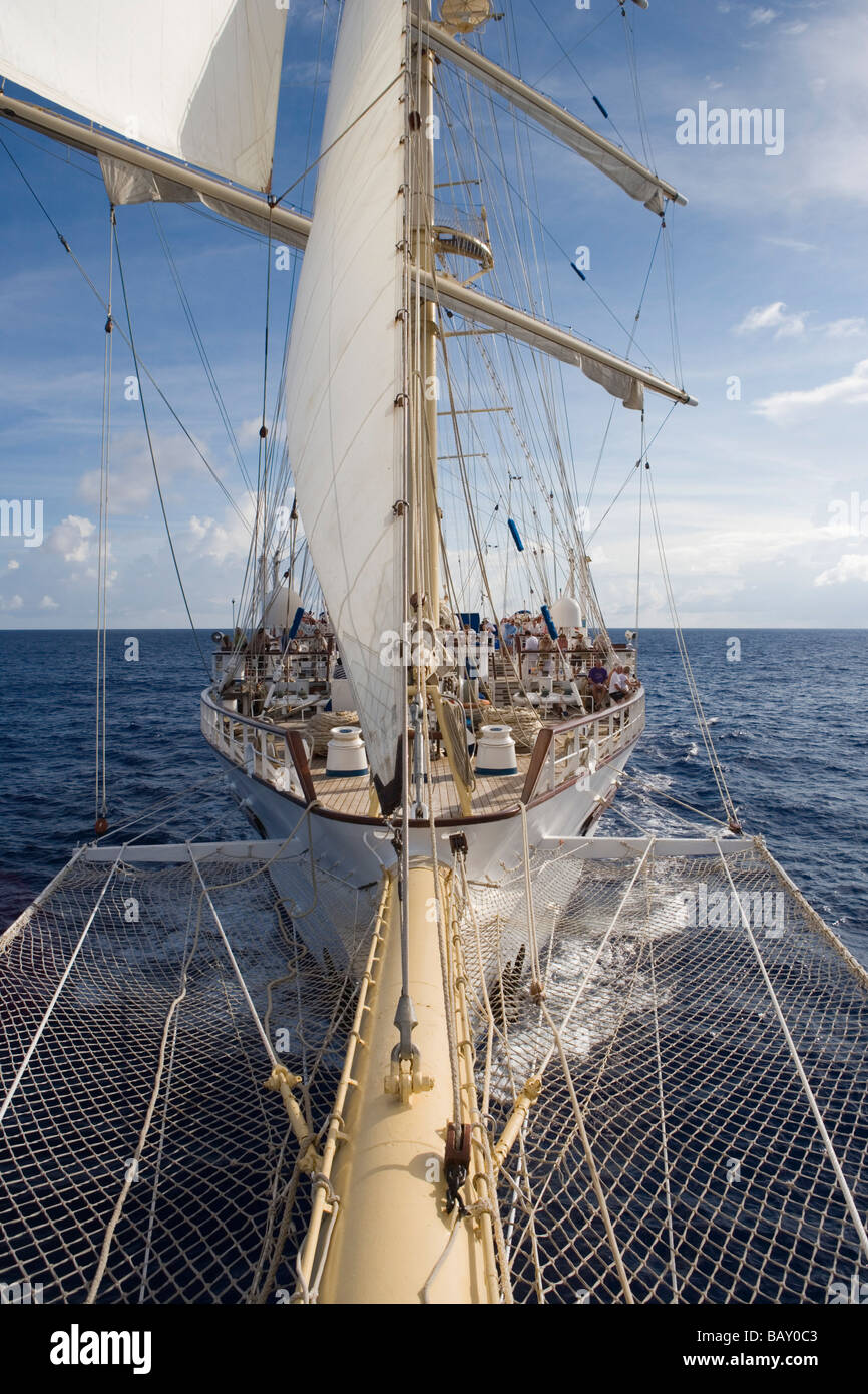 Sailing Cruiseship Star Flyer (Star Clippers Cruises), Rangiroa, The ...