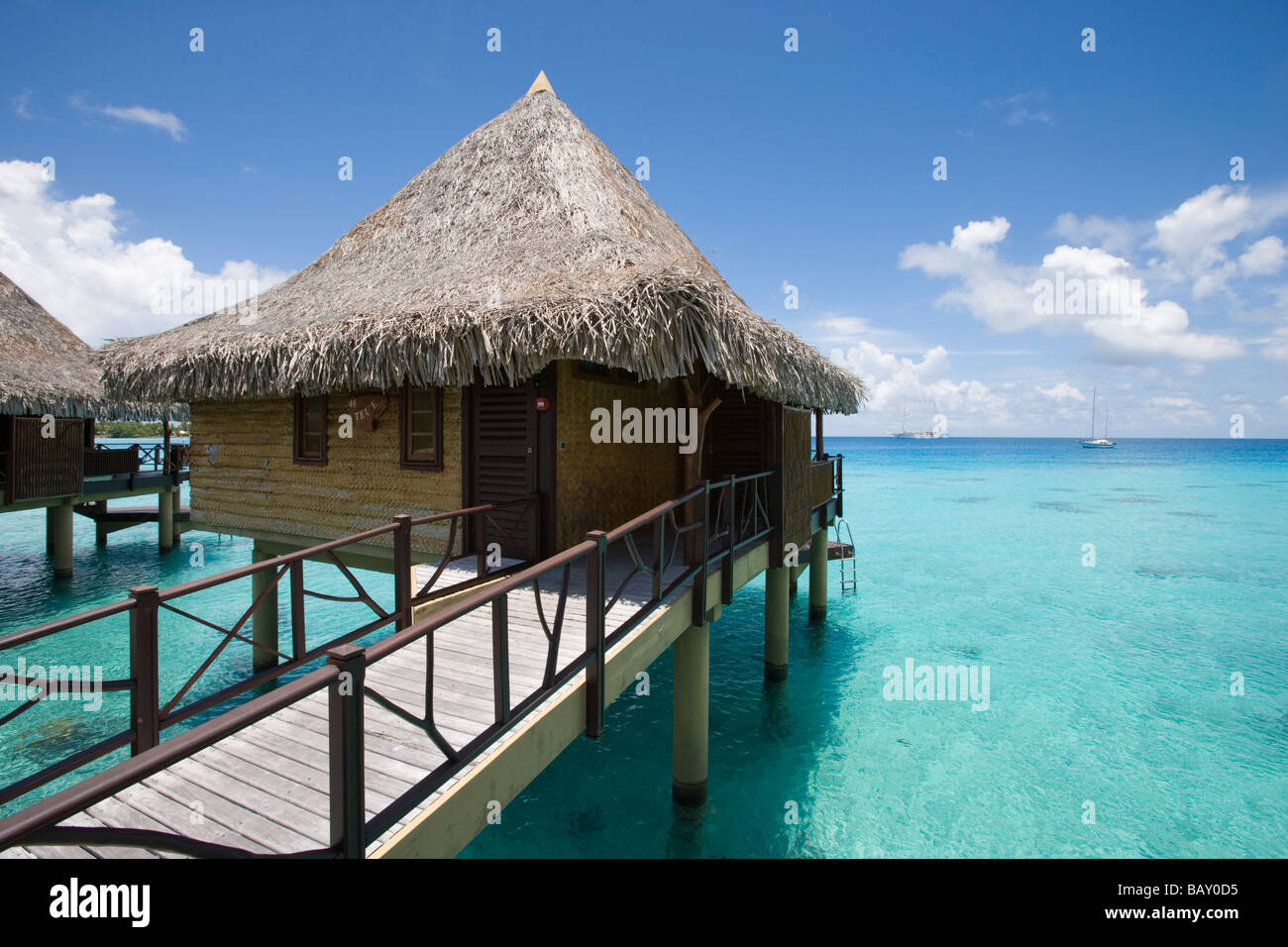 Hotel Kia Ora overwater bungalow, Avatoru, Rangiroa, The Tuamotus ...