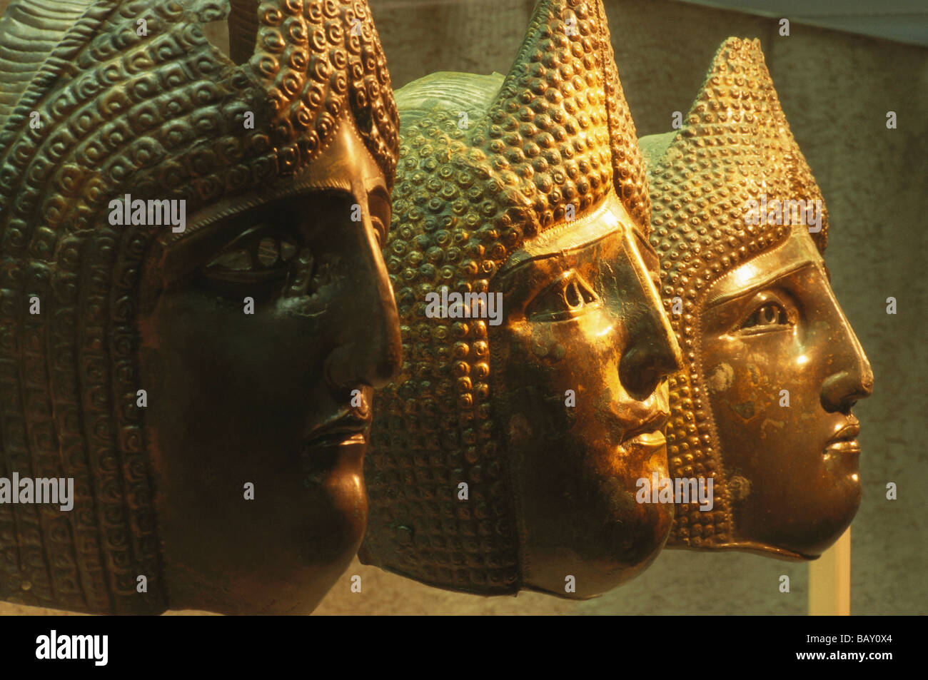 Antique Roman tournament masks in oriental style in the historical ...