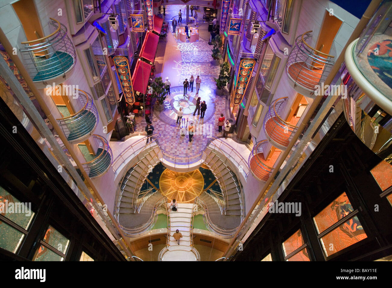 View from Deck 10 onto Royal Promenade, Freedom of the Seas Cruise Ship ...