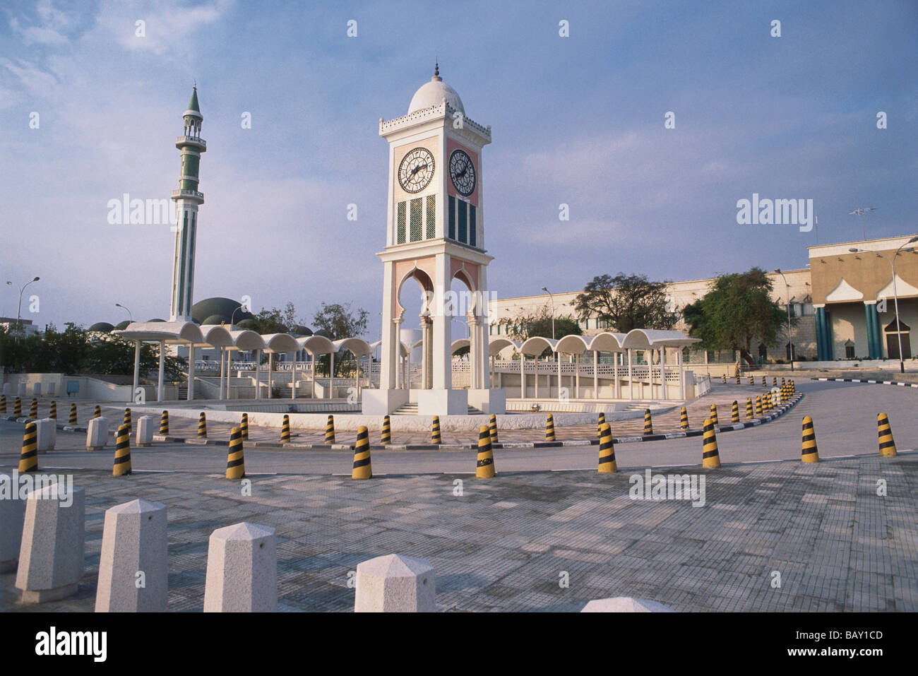 View at clock tower and minaret, Doha, Qatar, Asia Stock Photo - Alamy