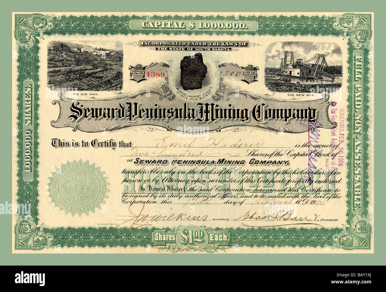 Mining company stock certificate hi-res stock photography and images ...