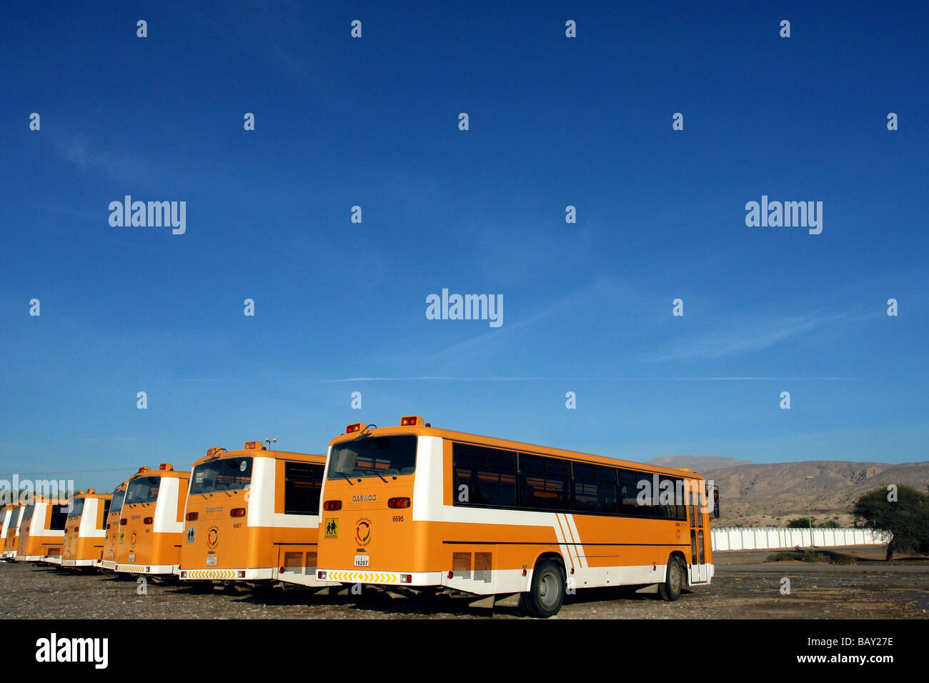 Schoolbus, Ras Al Khaimah, RAK, United Arab Emirates, UAE Stock Photo ...