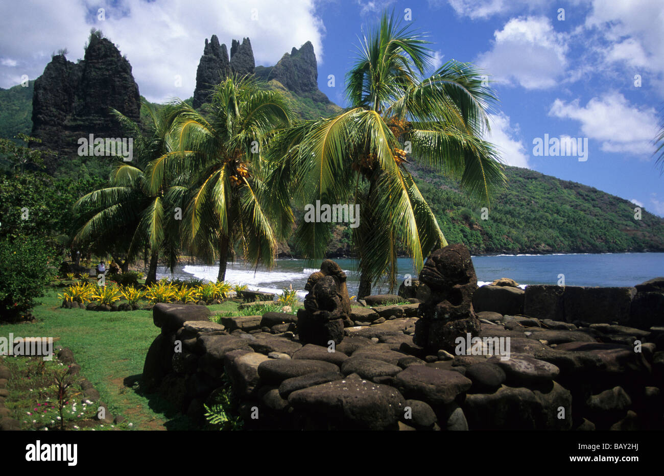 An archaeological site in the village of Hatiheu on the island of Nuku ...