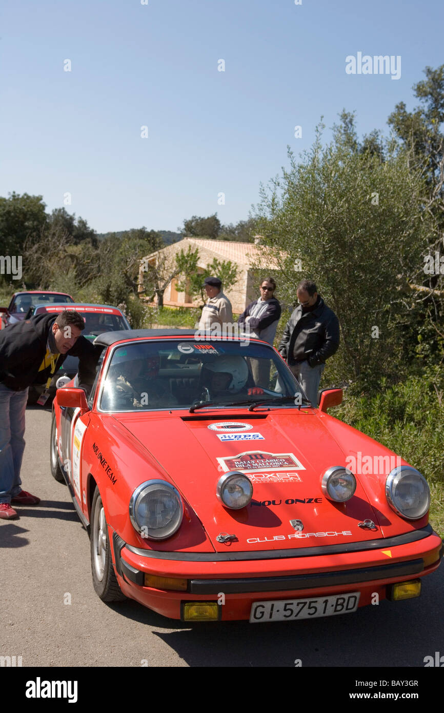 Porsche at Start of Rallye Segment, Rally Classico Isla Mallorca, near ...