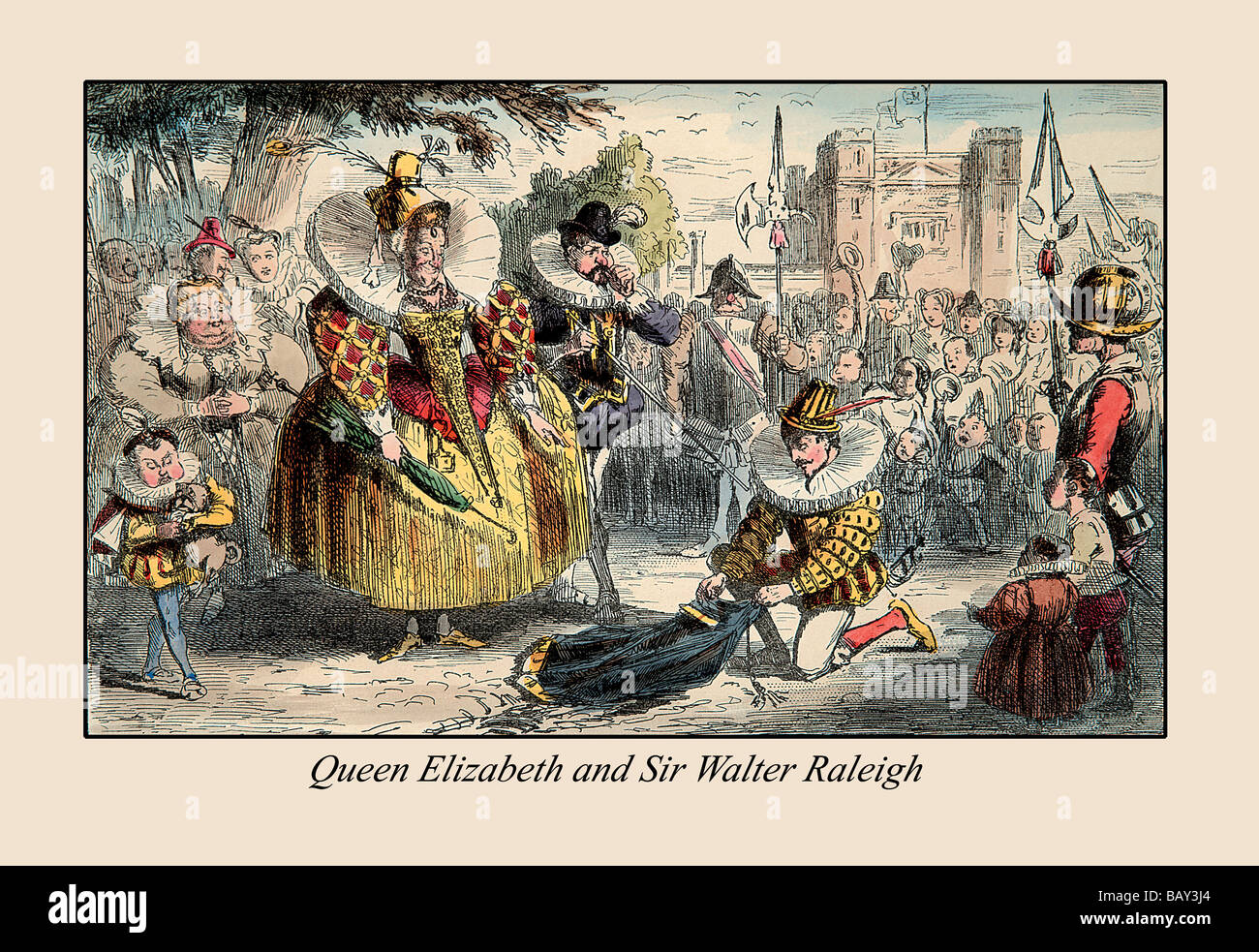 Queen Elizabeth and Sir Walter Raleigh Stock Photo - Alamy