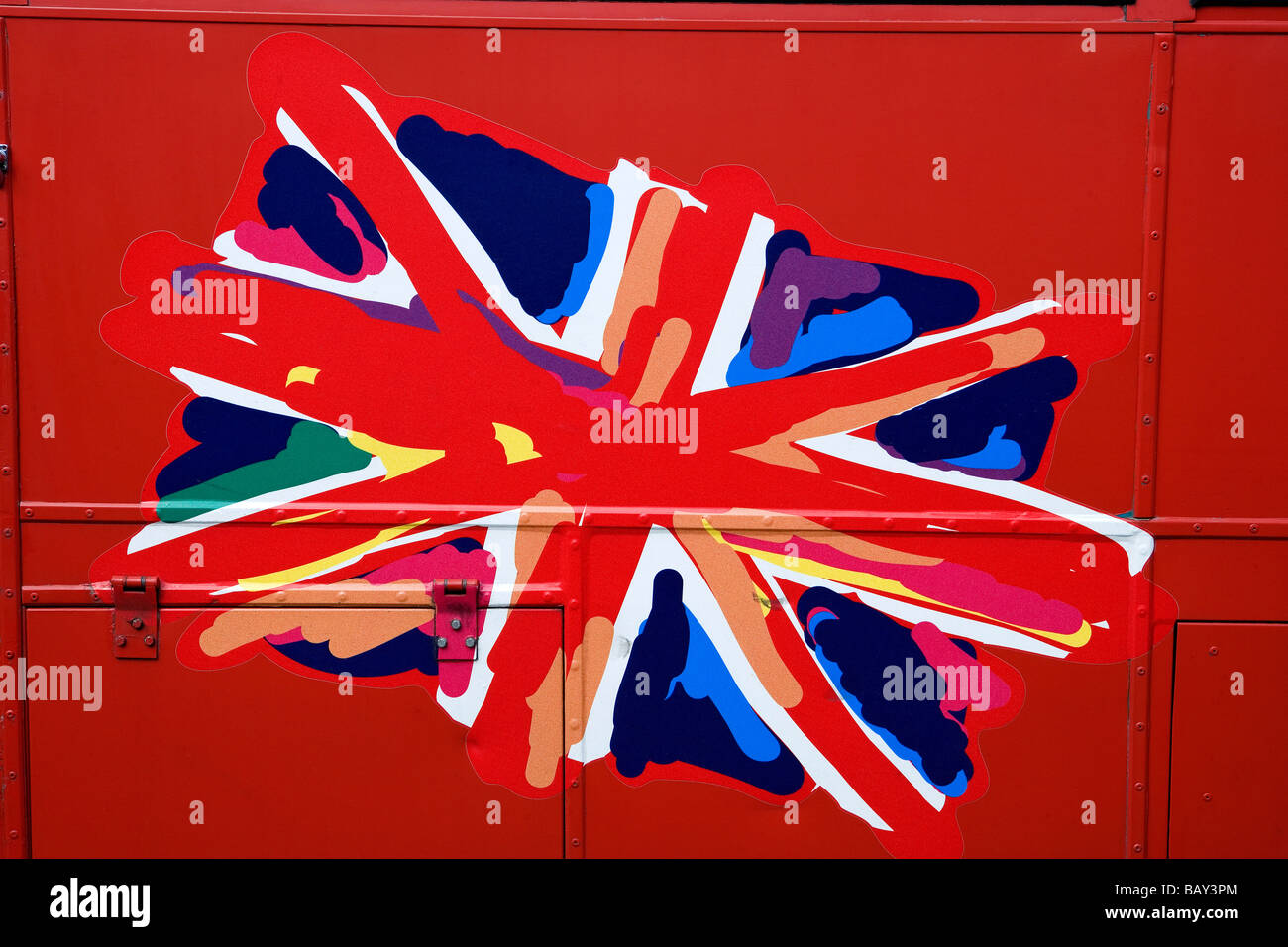 Union Jack on Sightseeing Bus, England, Great Britain, Europe Stock ...