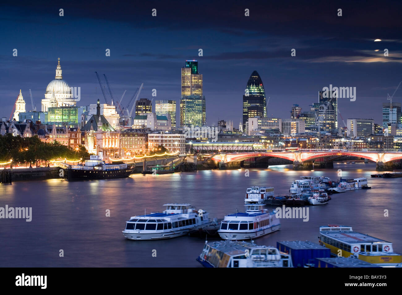 View from Waterloo Bridge towards the Skyline of London, London ...