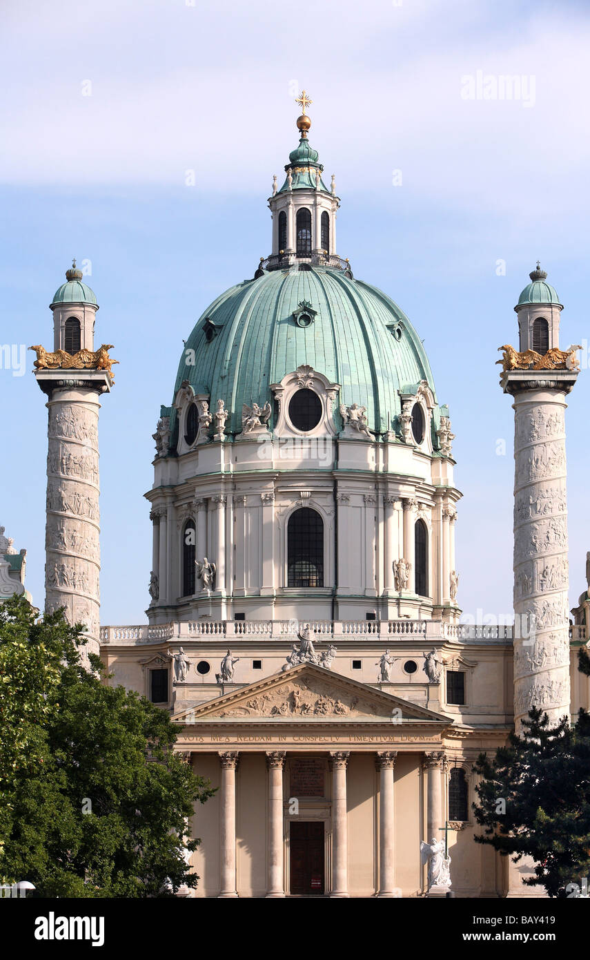 Karlskirche, St. Charles Church with sculpture, Karlsplatz, Vienna ...