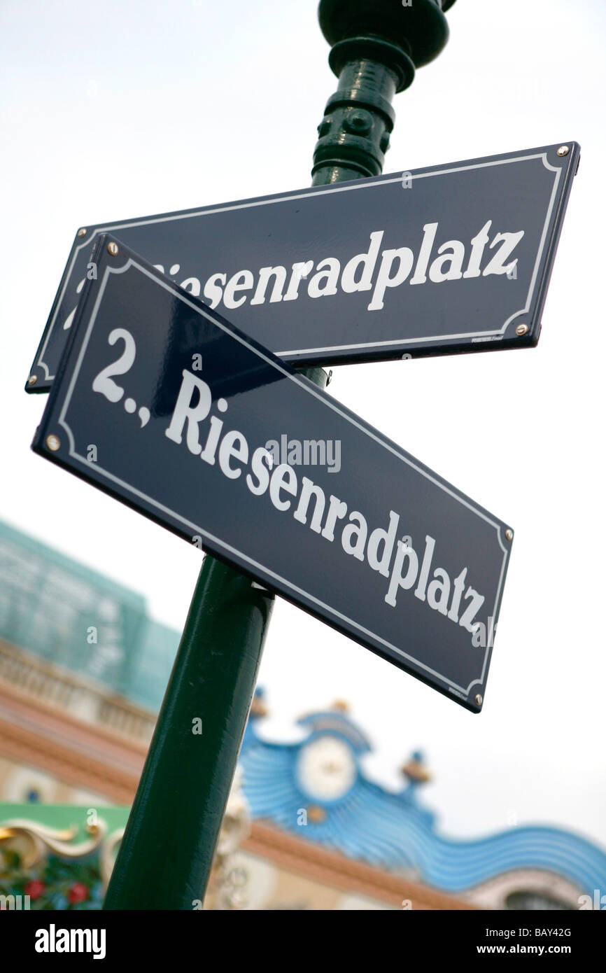 Road sign for Ferris wheel, Wiener Prater, Vienna, Austria Stock Photo ...
