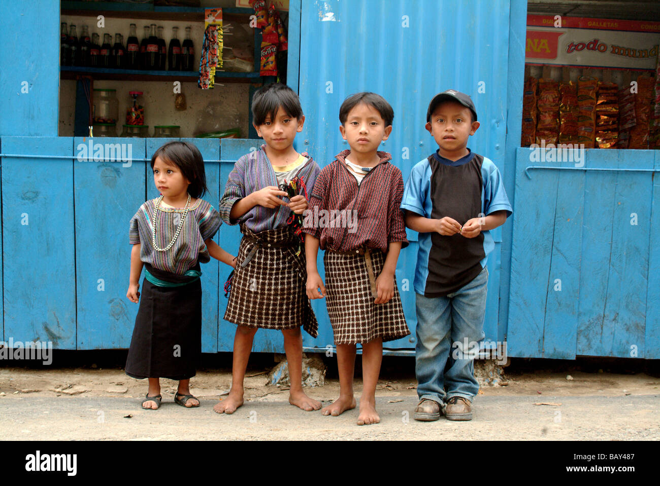Maya children in the village of Santiago Atitlán, Guatemala, Central ...