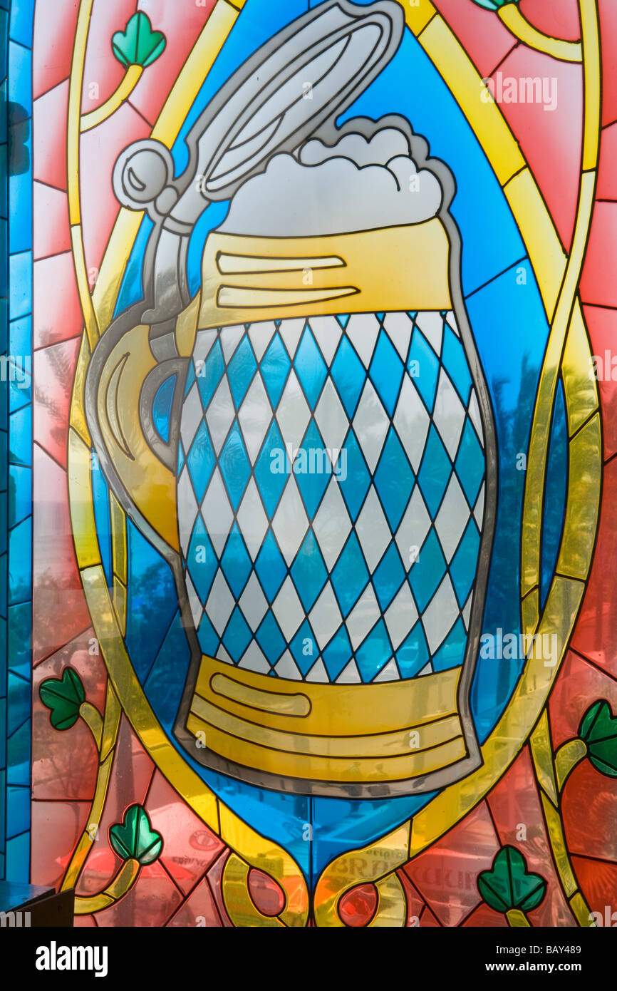 Beer Mug Stained Glass Window, Mega Park Disco and Club, El Arenal ...