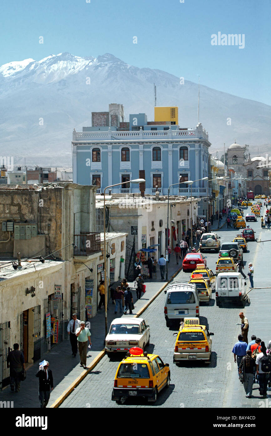 Arequipa at the foot of volcano El Misti, Peru, South America Stock ...