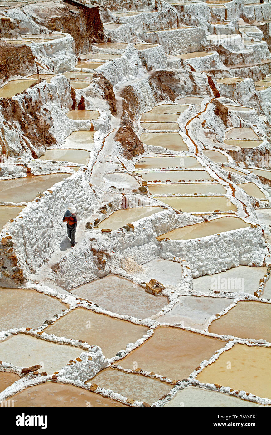Inca man in the salt pans of Salinas, Valle Sagrado de los Inca, Sacred ...