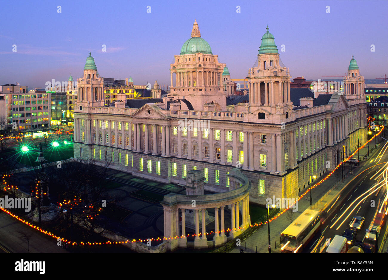 Belfast City Hall in the evening light, Belfast, County Antrim ...
